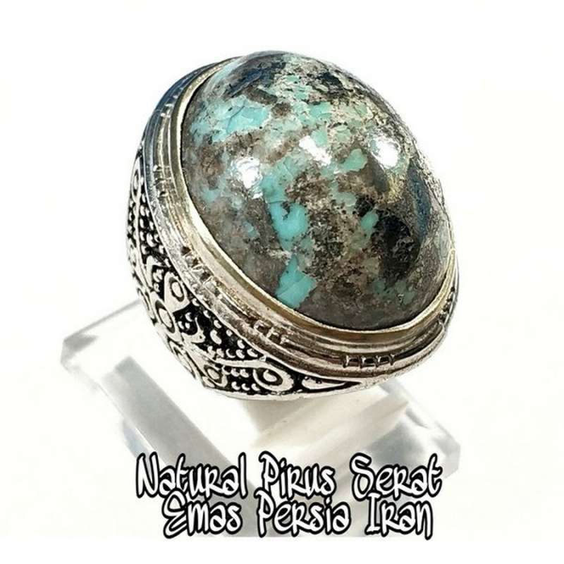 Jual Cincin Batu Akik Natural Pirus Persia Turquoise Serat Emas Iran Di ...