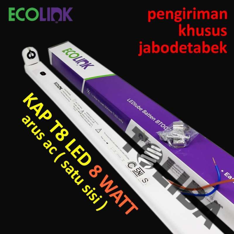 Jual kap T8 ecolink 60Cm 8w / KAP TL LED 8 Watt sni belum termasuk ...