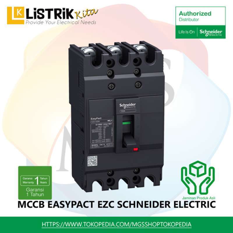 Jual MCCB 3P/3T 80A EZC100F 10kA SCHNEIDER ELECTRIC - EZC100F3080 ...