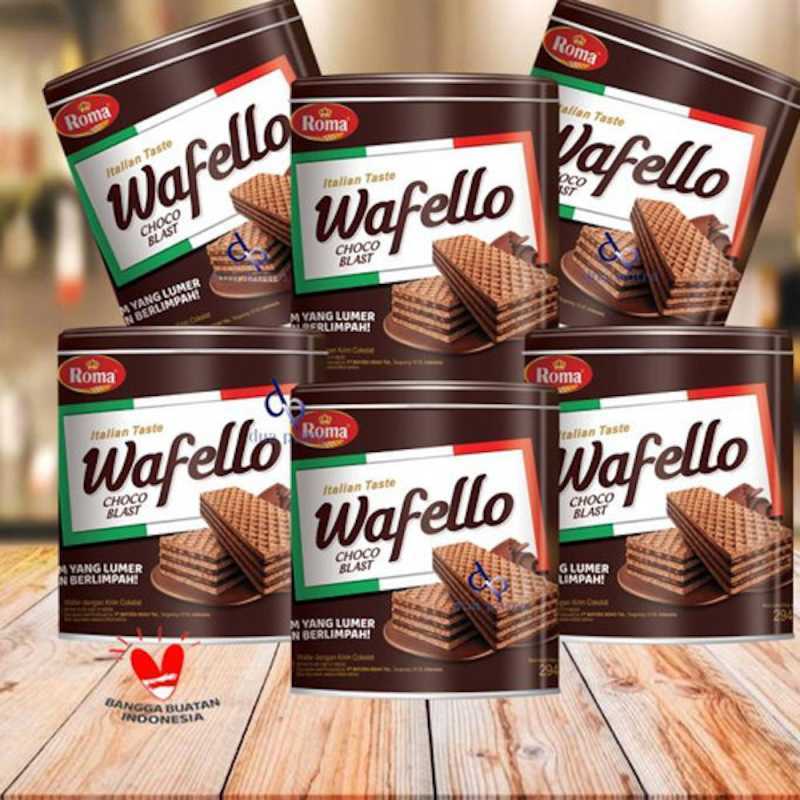 Jual ROMA WAFELLO Wafer Italia Caramel Kaleng 228 gram - Langsung ...
