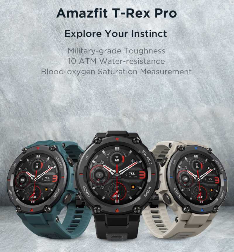 Jual Smartwatch Amazfit T-rex Pro - Trex Pro International - Desert Grey Di Seller Executive ...