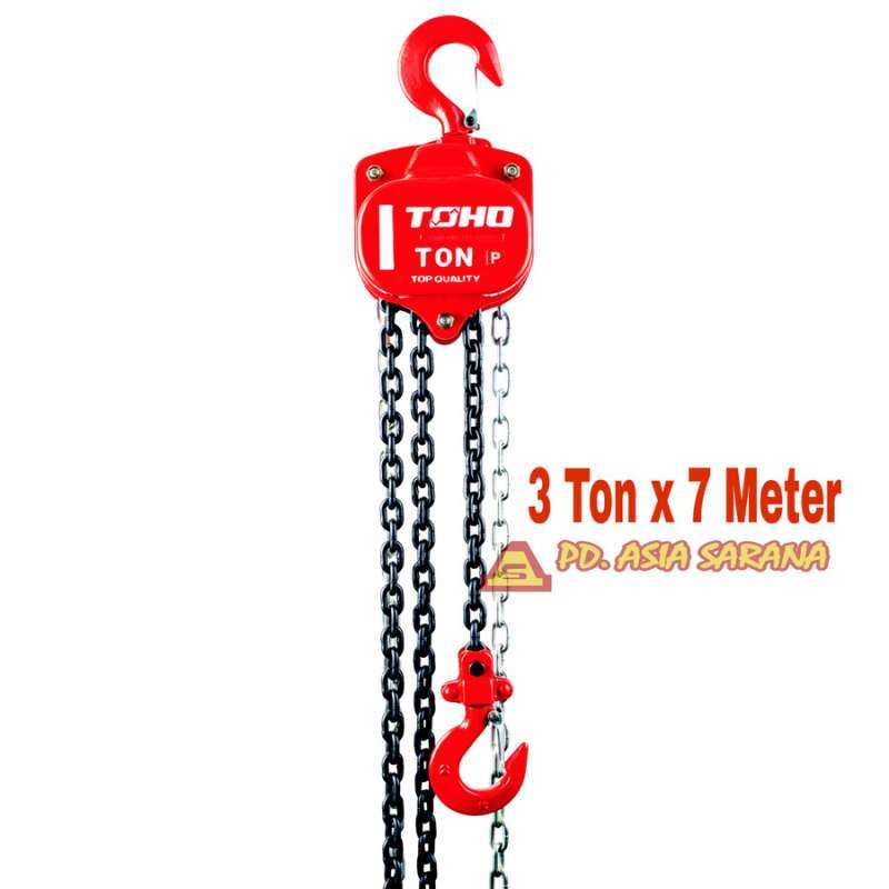 Jual Chain Block Hoist 3 Ton x 7 Meter TOHO / Katrol Takel Kerekan 3T x ...