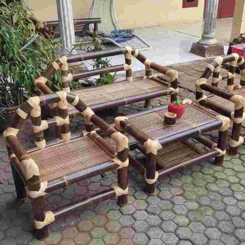 Jual Set Minimalis Ruang Tamu Bambu Hitam | Free Ongkir DKI Jakarta di ...