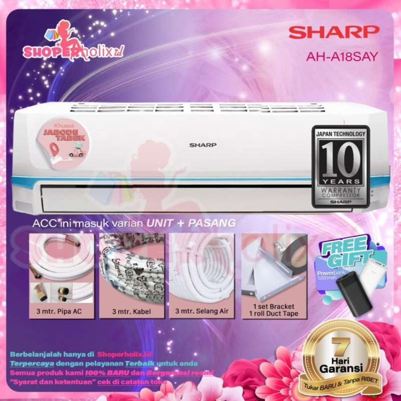 Jual AC SHARP 2 PK AH-A18SAY STANDART THAILAND + INSTALASI PEMASANGAN ...