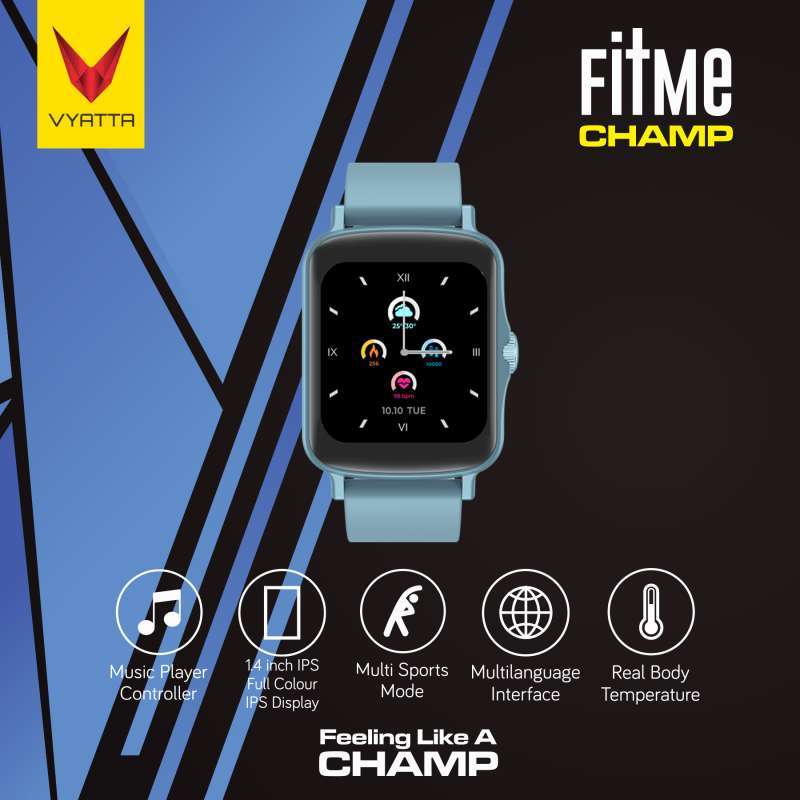 Promo VYATTA Fitme CHAMP Smartwatch Custom Watch Faces, IPX7, Metal, 5 Sport Mode,Always On ...