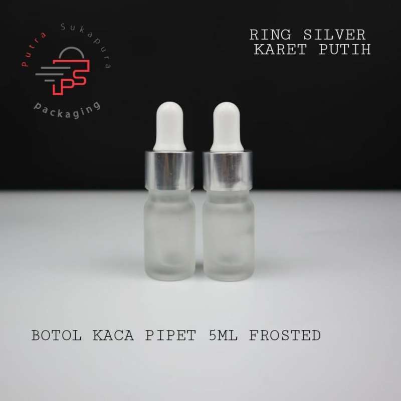 Jual Botol Kaca Pipet 5ml Frosted/Botol Serum 5ml - Ring Silver Karet ...