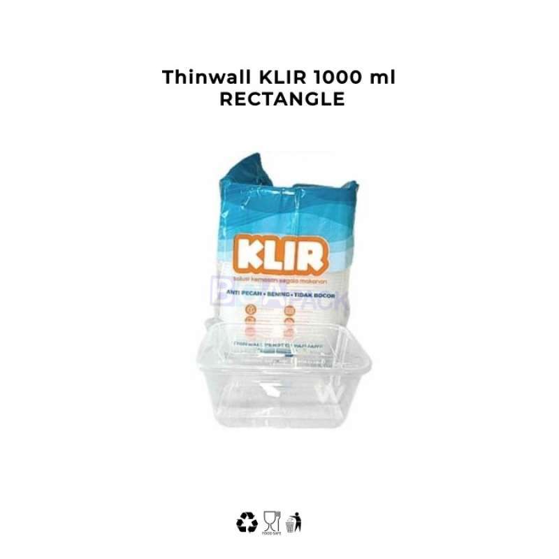 Jual Thinwall Klir 1000 Ml Rectangle Anti Pecah Kotak Makan Isi 25