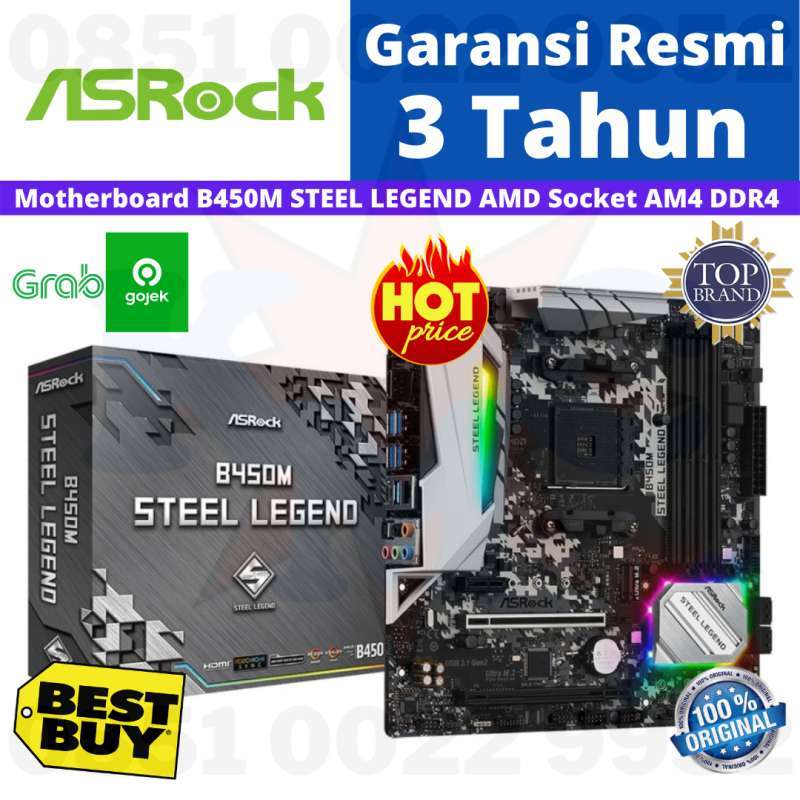 Jual ASRock B450M B 450M Steel Legend AMD Socket AM4 DDR4 Motherboard ...