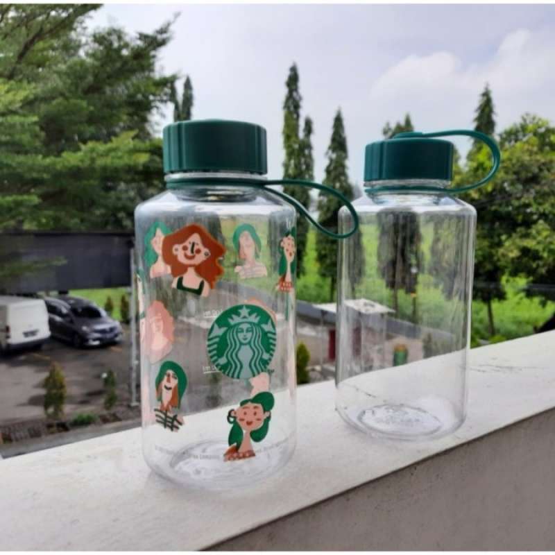Promo Botol Minum Besar Plastik Transparan 1 Liter Mirip Starbucks X ...