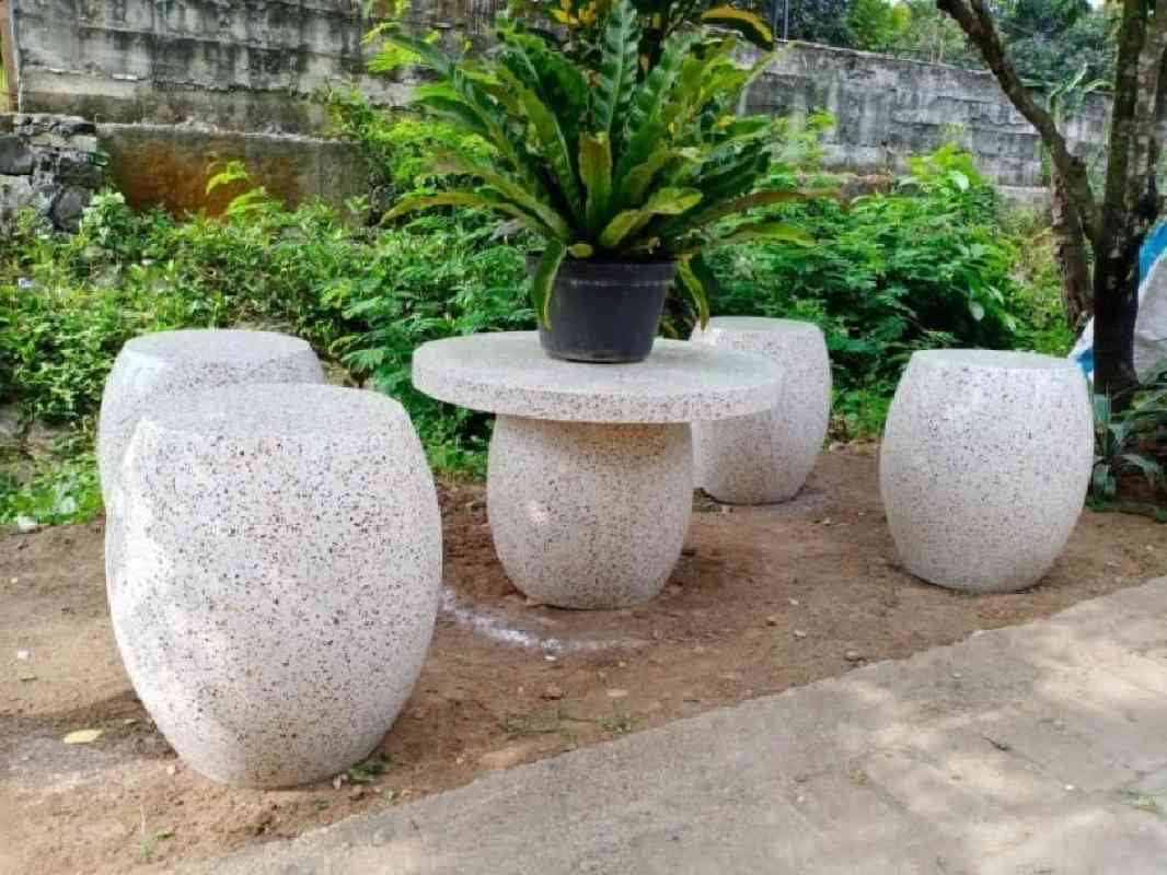 Jual Meja Set Teraso Mix Asli Bulat di Seller Rofah Stone Serpong ...