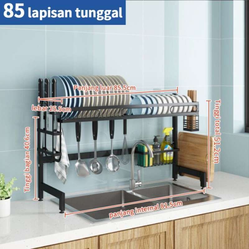 Promo Rak Piring Dish Rack Atas Wastafel Impor Stainless Steel Anti ...