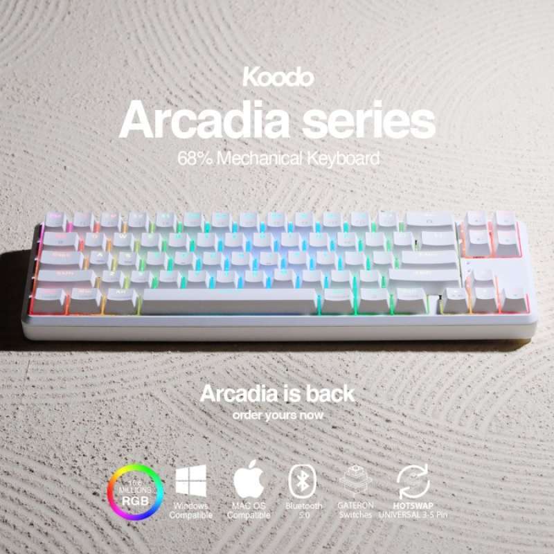 Promo Koodo Arcadia 68% Layout Mechanical Keyboard Gateron| White Case ...