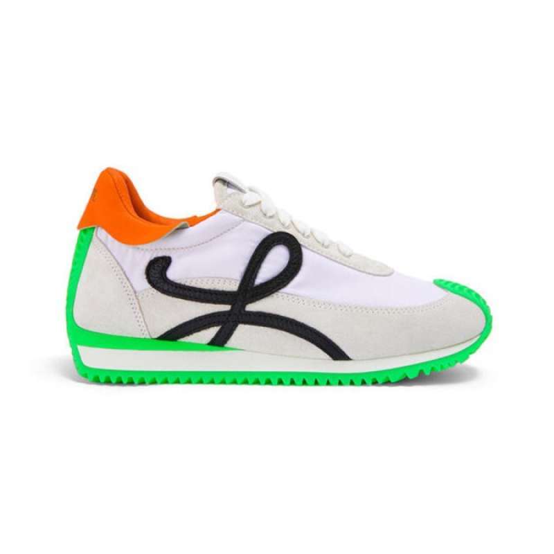 Jual Loewe Flow Runner Nylon and Suede Soft White/Neon Green di Seller ...