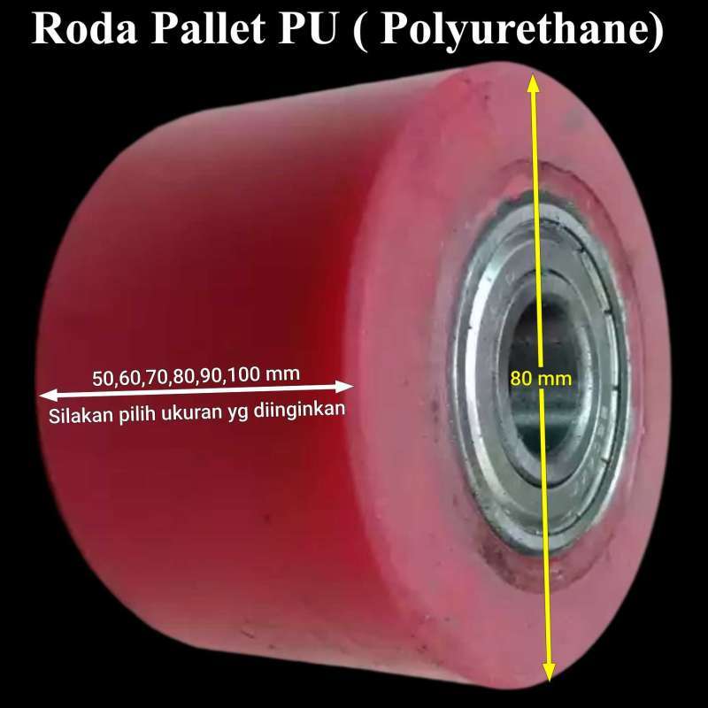 Jual Roda Pallet Pu (Polyurethane) dianmeter 80mm ( 8 cm) as 20mm ( 2 ...