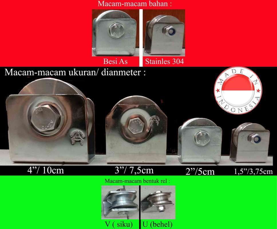 Jual Roda pagar / gerbang 4 inch ( 10 cm) besi as / stainless 304 - Rel ...