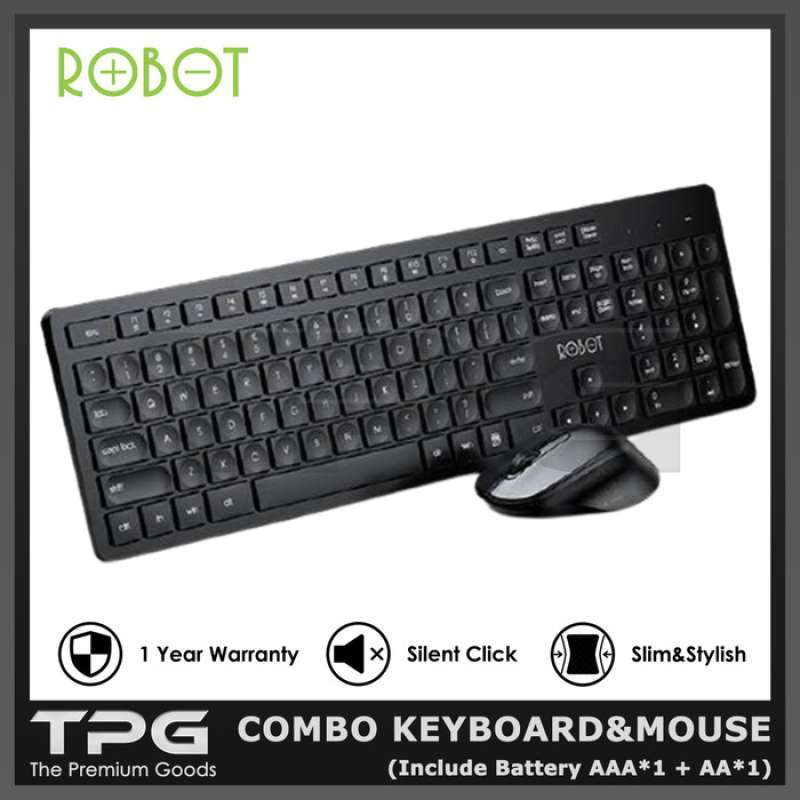 Promo Robot Km4000 Set Keyboard Mouse Wireless Silent Click Optical ...