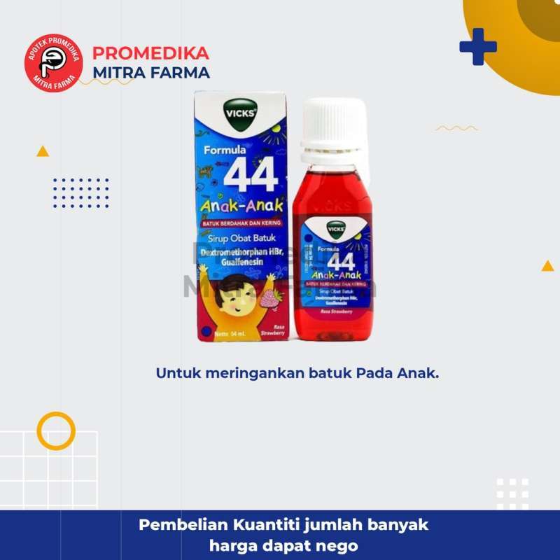 Jual Vicks F44 Kids Strawberry Syr/Botol / Obat Batuk Berdahak Anak di ...
