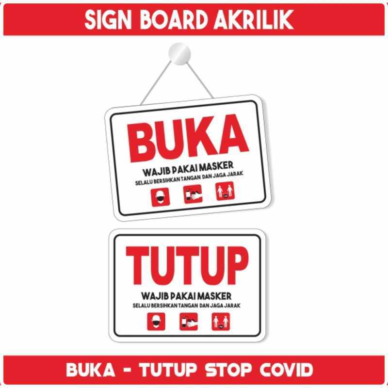 Jual Papan Cegah Covid 19 Open Closed Buka Tutup Sign Board Akrilik ...