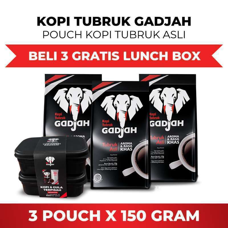 Jual Bandung - Kopi Tubruk Gadjah Kopi Asli [150 g x 3 pcs] + FREE ...