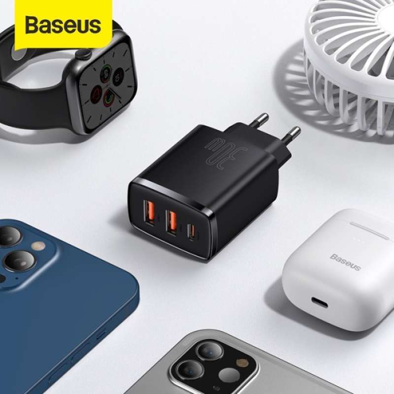 Jual BASEUS KEPALA CHARGER FAST CHARGING 30W DUAL PORT USB+TYPE C PD ...