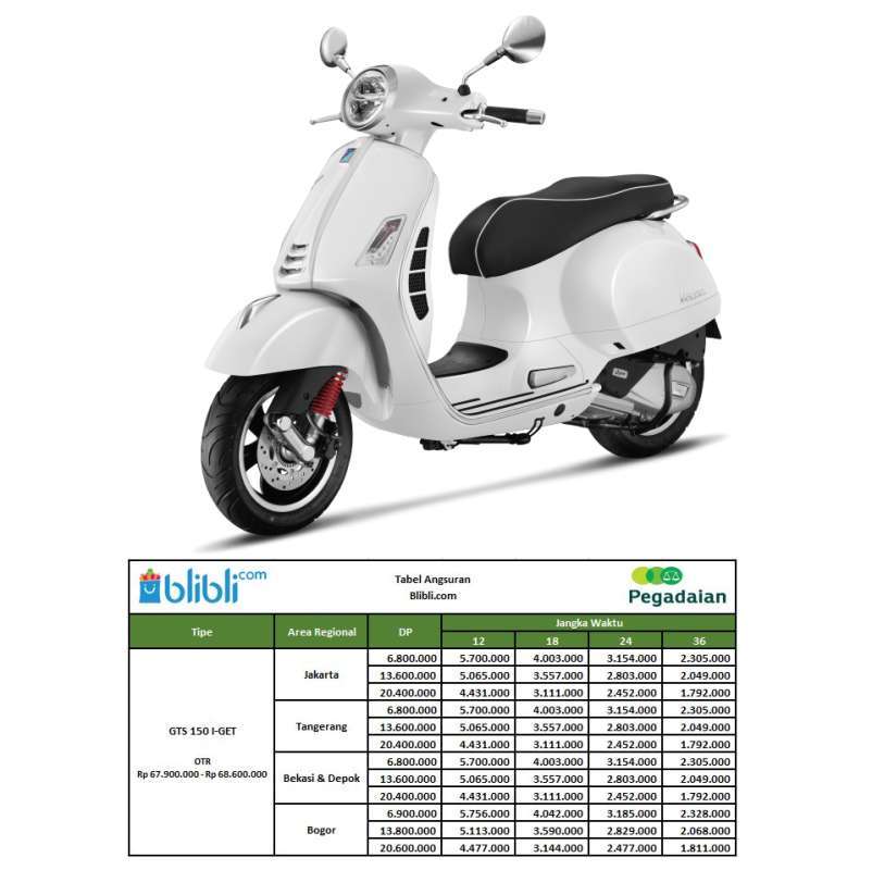 Jual Pegadaian Indent - [dp] Vespa Gts Super 150 I-get Abs Sepeda Motor [otr Jabodetabek] - 20% ...