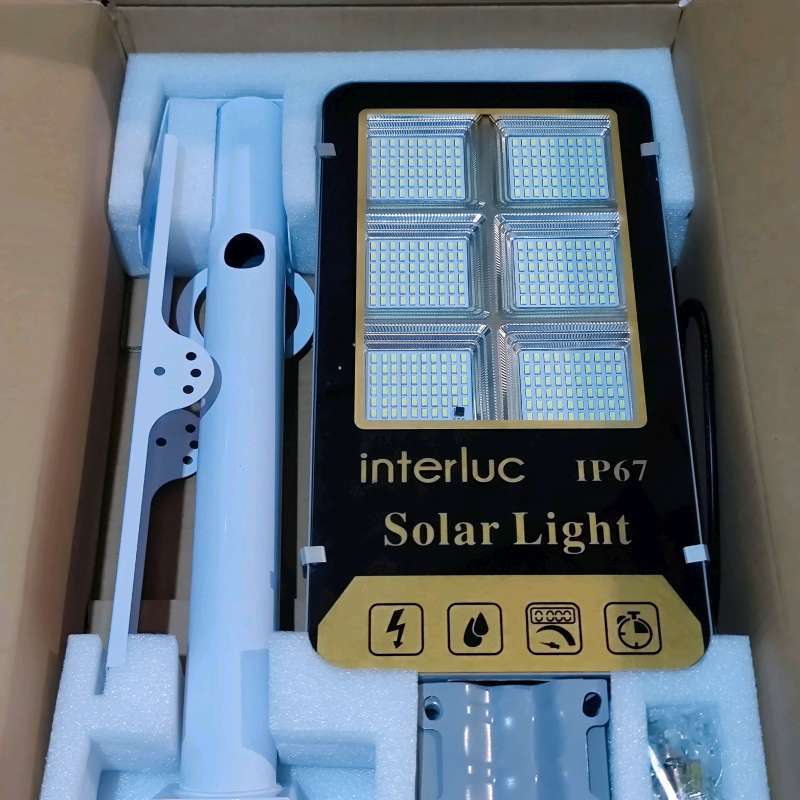 Promo INTERLUC LAMPU LED PJU JALAN 300W TENAGA SURYA + SENSOR GERAK ...