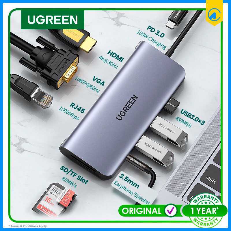 Jual Ugreen 80133 10 in 1 USB Type C Multifunction Adapter Space Gray di Seller Toko Artica ...