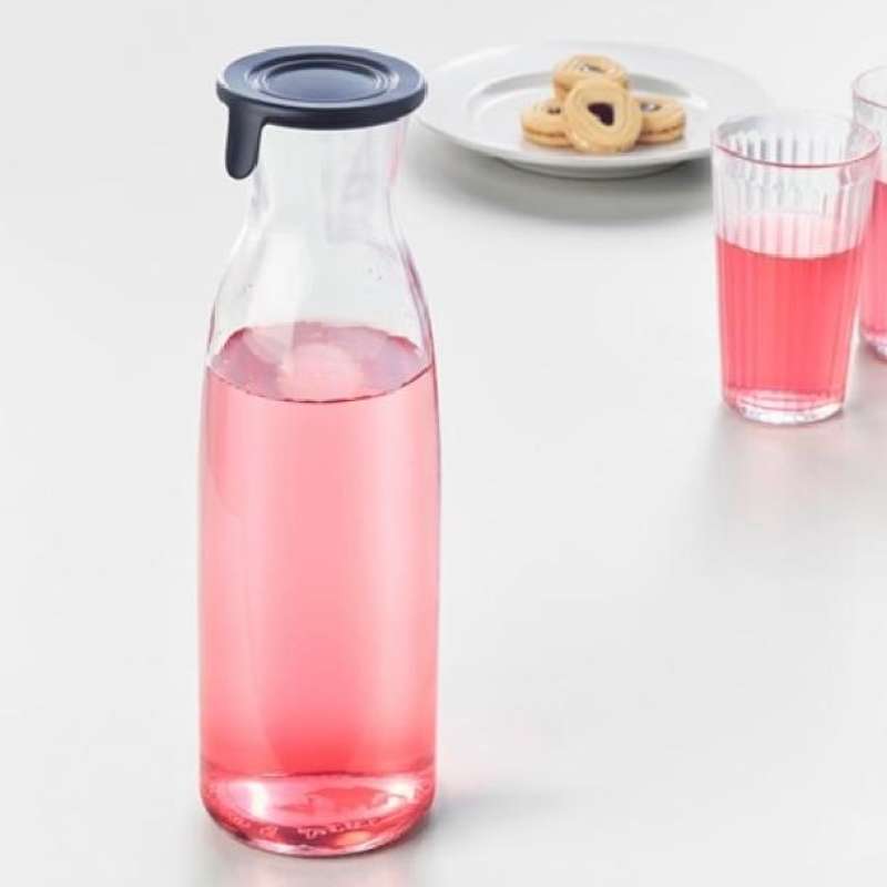 Jual Botol Air Karafe Kaca Bening Penutup Silicon Anti Tumpah Ukuran 1L ...