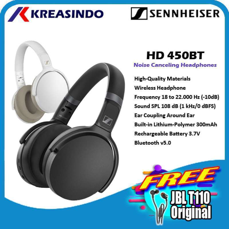 Promo Sennheiser Hd 450bt Noise Canceling Wireless Bluetooth Headphones - Hitam Diskon 52% Di ...
