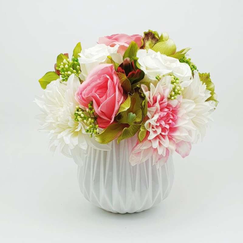 Promo Bloom&blossom Rangkaian Bunga Artificial Rose Dahlia Vas Keramik ...