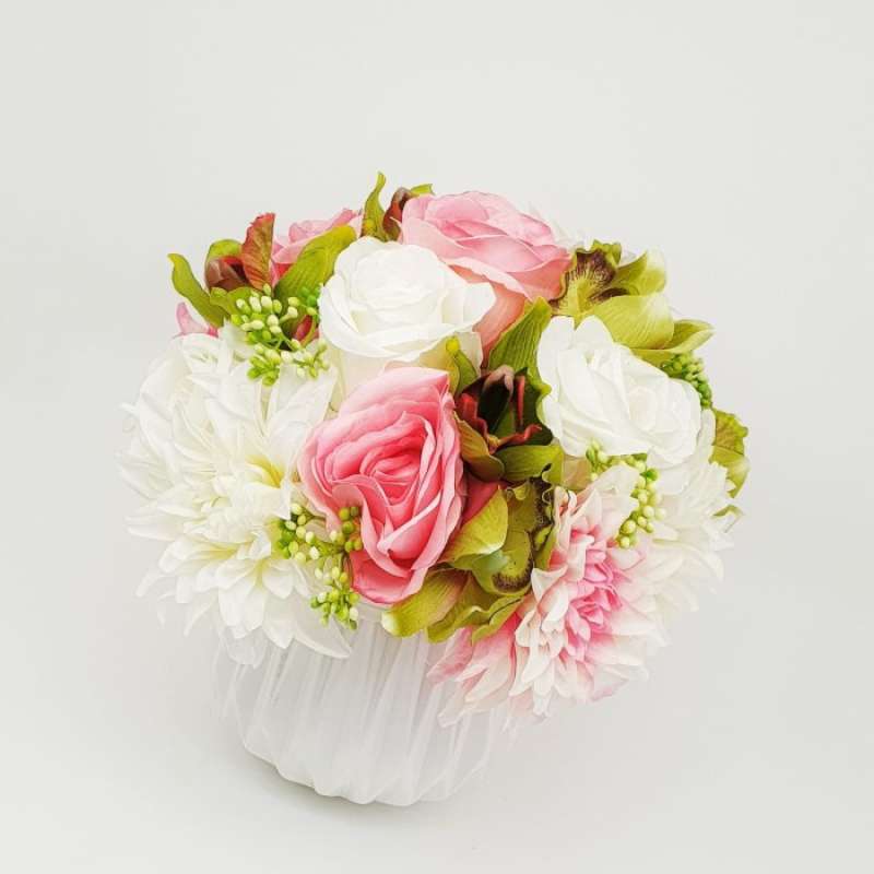 Promo Bloom&blossom Rangkaian Bunga Artificial Rose Dahlia Vas Keramik ...