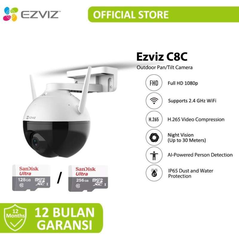 Jual Ezviz C8C Outdoor CCTV Bundling w/ Sandisk Ultra 128/256GB di Seller Ezviz Store - Kota ...