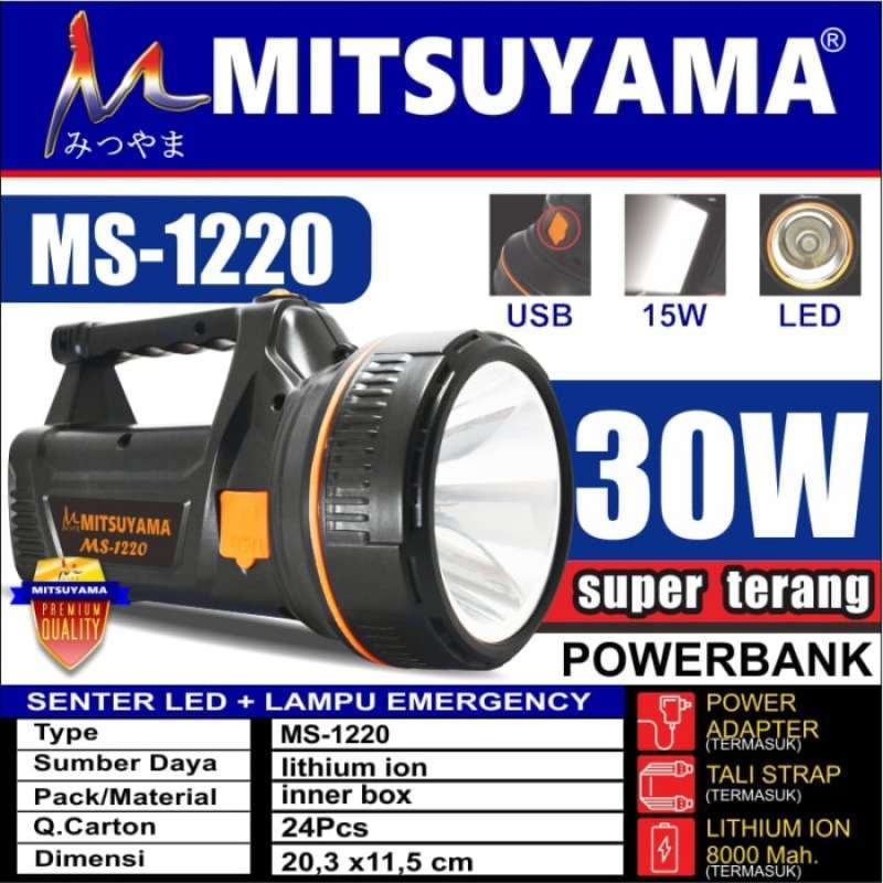 Jual Senter Tangan Besar Led Super Terang Ms-1220 Usb 30W di Seller ...