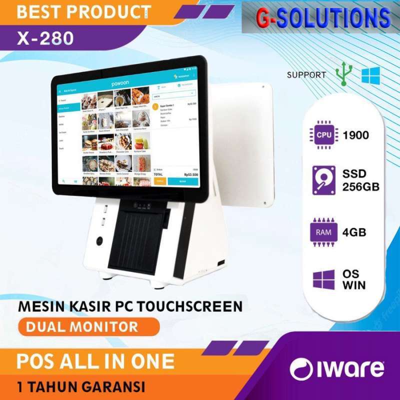 Promo All In One Pc Mesin Kasir Iware X280 Pos Touchscreen + Printer Thermal 80mm Diskon 15% Di ...