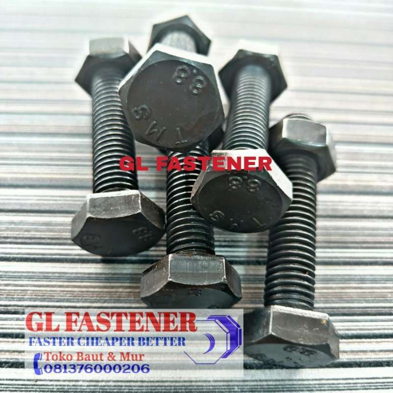 Jual Baut Mur Baja 8.8 M10 x 80 HTB Grade 8.8 Kunci 17 Full Drat P1.50 ...
