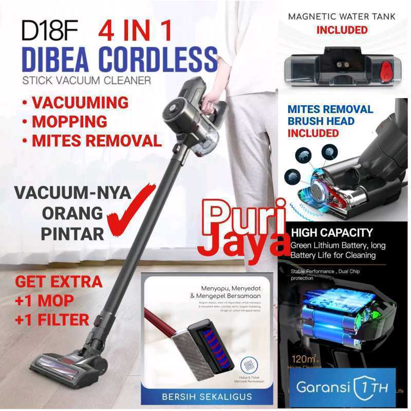 Jual Dibea D18F 4 in 1 Wireless Mopping Vacuum Cleaner Stick dan Mites ...