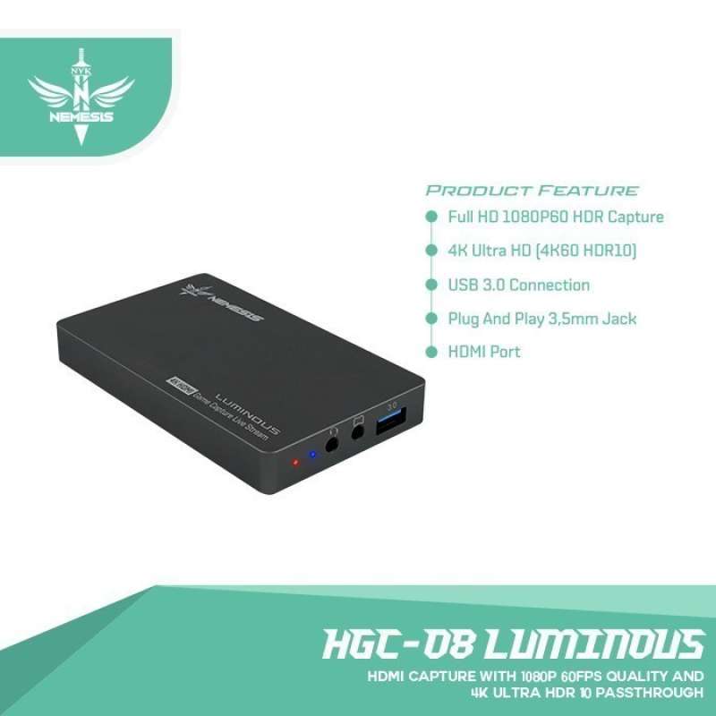 Jual NYK NEMESIS LUMINOUS HGC-08 4K HDMI GAME CAPTURE di Seller Cullen ...