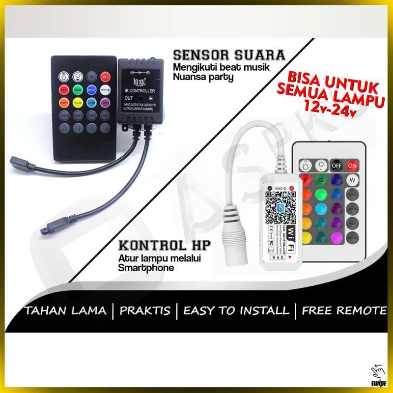 Promo LED Strip Controller 12-24V Sensor Suara Lampu Lamp Cahaya Sinar ...