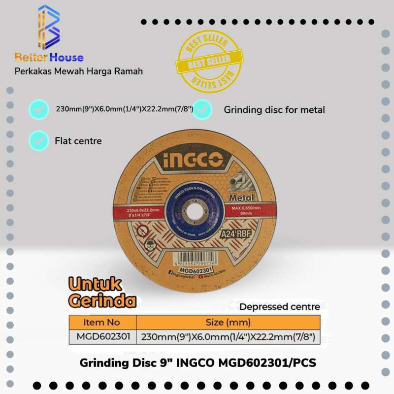 Jual Grinding Disc 9 INGCO MGD602301 - Mata Batu Gerinda Asah Poles 9 Inch di Seller Better ...