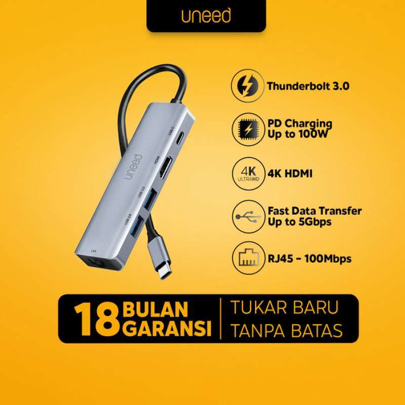 Jual UNEED USB Hub Type C to HDMI Thunderbolt 3 USB 3.0 PD Charging ...