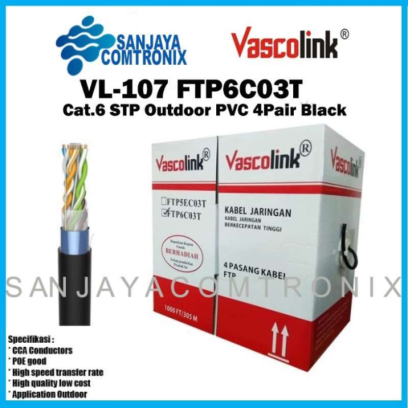Jual VASCOLINK Cable FTP / STP Cat 6 Kabel Outdoor 305mtr VL107 ...