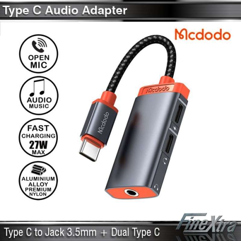 Jual Converter Splitter Type C To Dual Type C Jack 3.5mm Music Charging ...