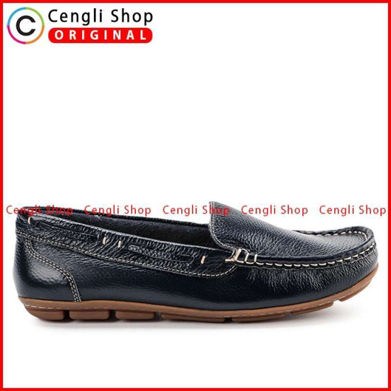 Jual SEPATU PANSUS KULIT OBERMAIN WANITA ORIGINAL LOAFER BIRU NAVY OW10 ...