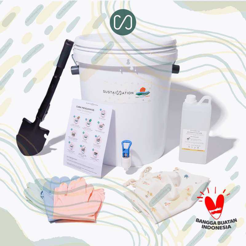 Jual Sustaination Paket Komposter 25 Liter Lengkap X Tasya Kamila Dengan Sekop Dan Sarung Tangan ...