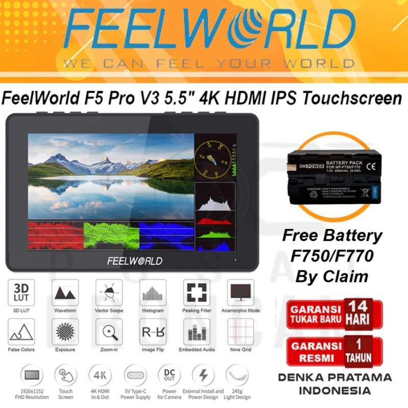 Promo FeelWorld F5 Pro V3 5.5 4K HDMI IPS Touchscreen Monitor Original ...