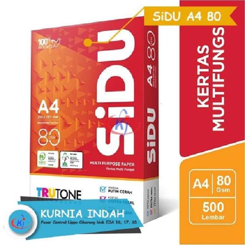 Jual Kertas Hvs Sidu Fotocopy A4 80 Gsm Di Seller Kurnia Indah Plastik ...