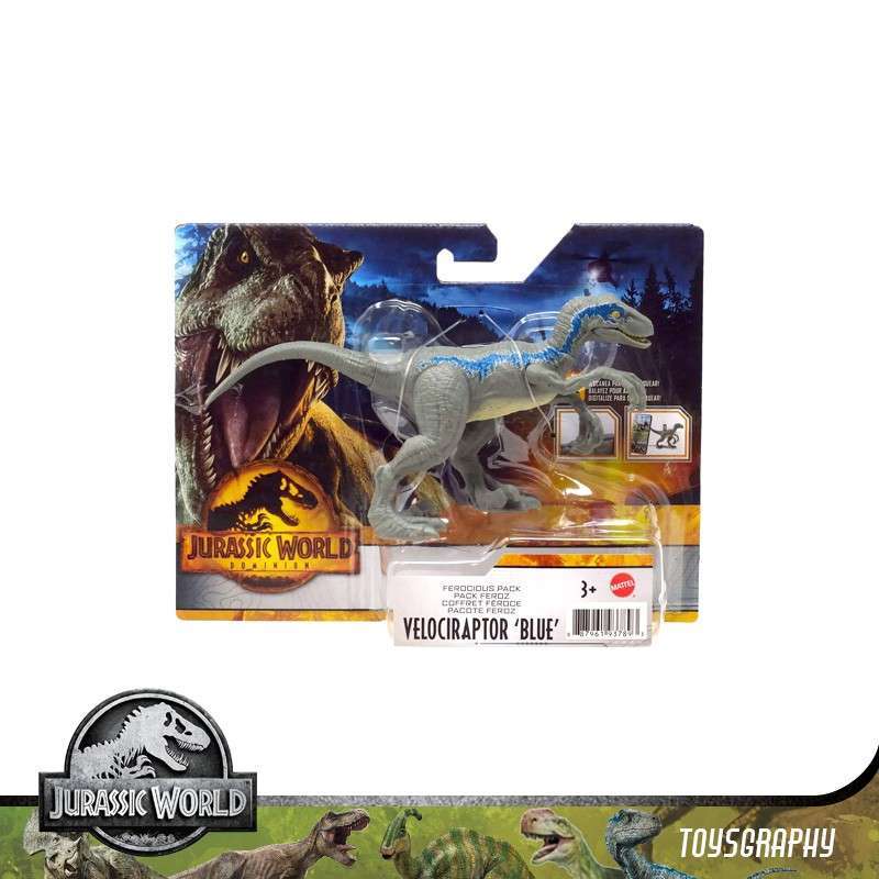 Jual Jurassic World Ferocious Pack Velociraptor Blue Figure AR Scan di ...