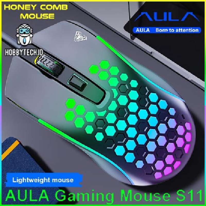 Jual Aula Mouse Gaming Honey Comb S11 RGB LED 3600DPI - 4Buttons di ...