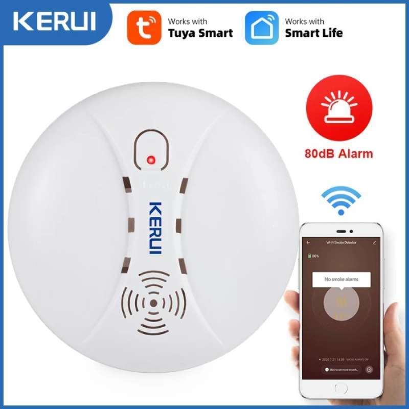 Jual SENSOR ASAP SMOKE DETECTOR KERUI TUYA WIFI WIRELESS ALARM SYSTEM ...