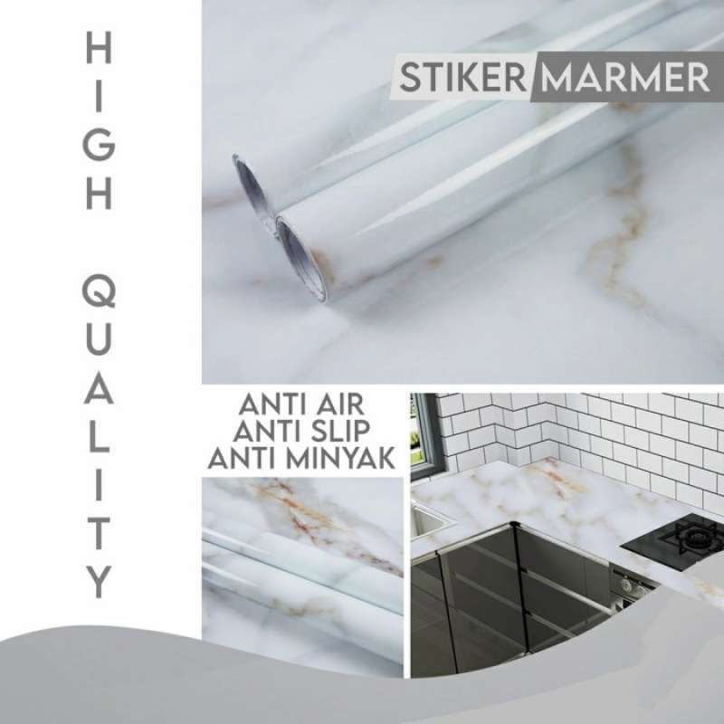 Jual Wallpaper Sticker Dinding Dapur Marble Premium Putih Marmer/Marble ...